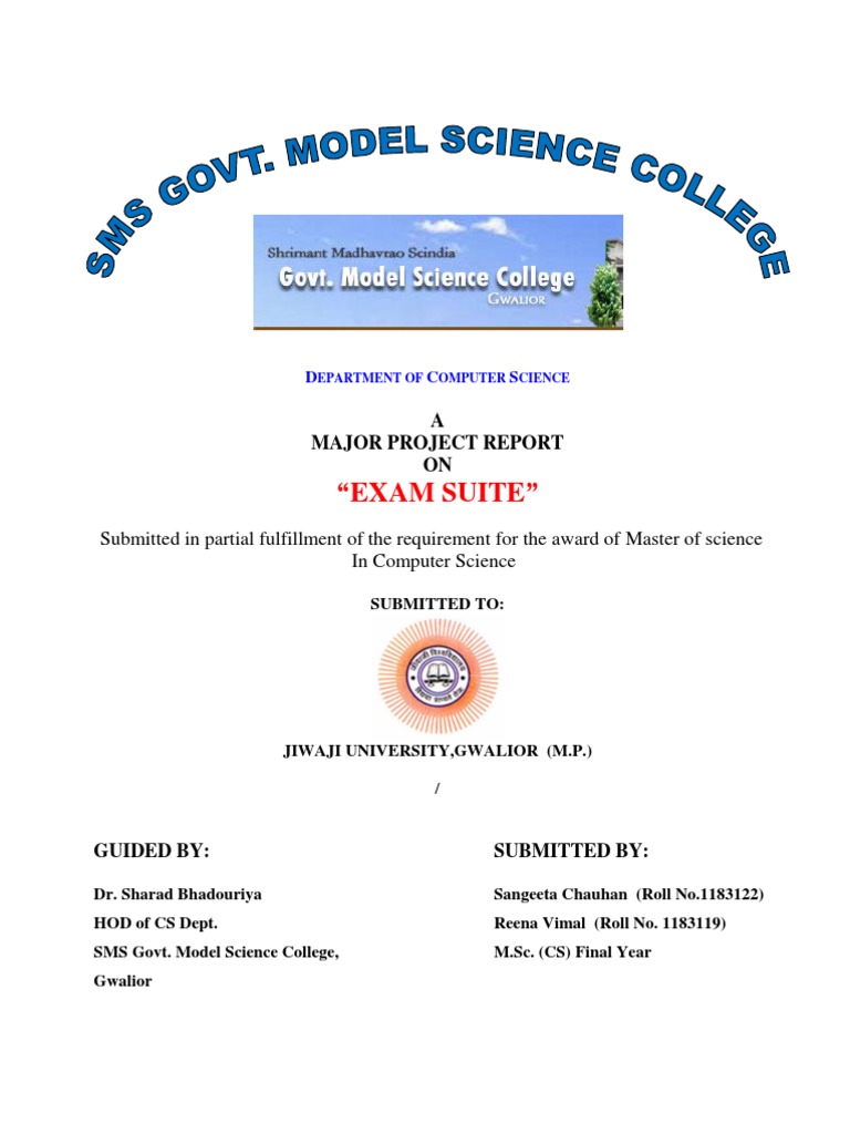 Sms Govt. Model Science College Project Front | PDF | Master Of Science ...