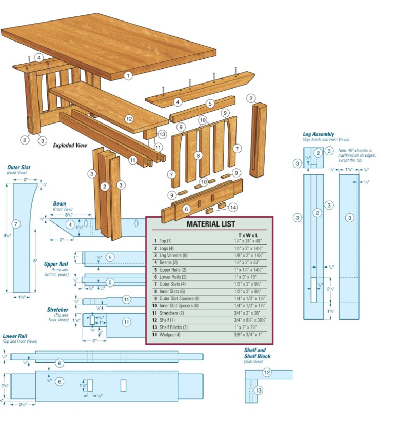 Mission Coffee Table Exploded Diagram | PDF