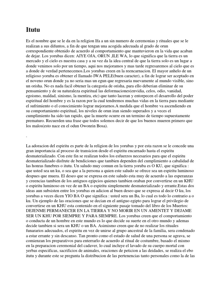 Itutu | PDF | Rituales | Alimentos