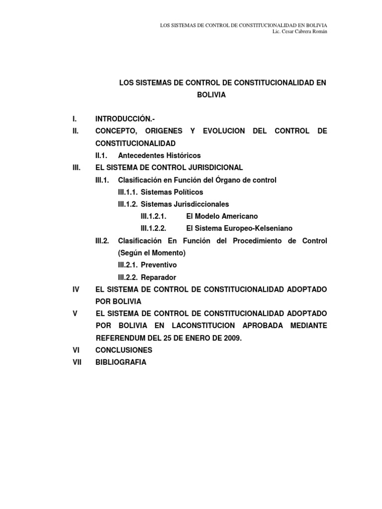 Los Sistemas de Control de Constitucionalidad | PDF | Constitución ...