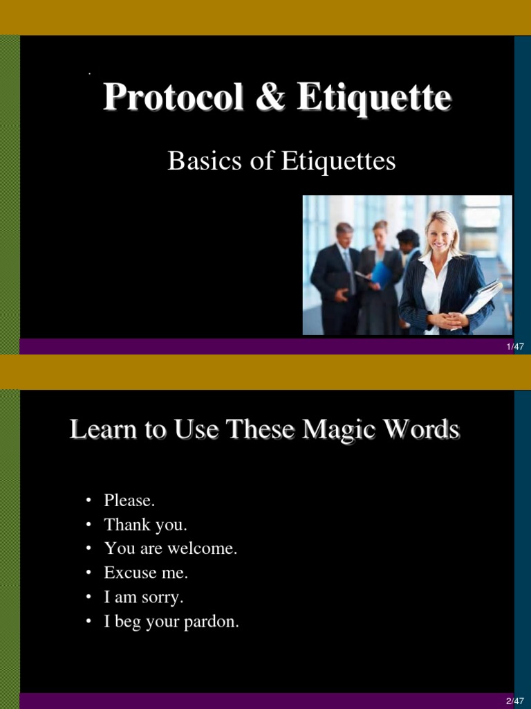 Protocol & Etiquette: Basics of Etiquettes | PDF