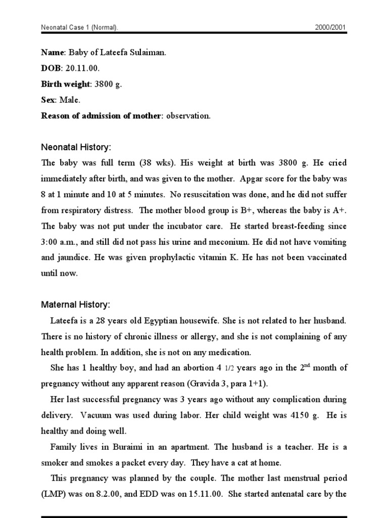 Neonatal Case Presentation 1 | PDF