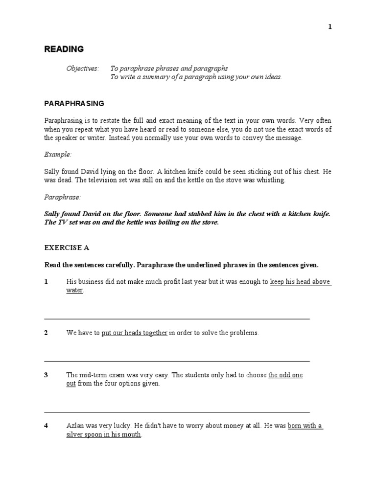 Paraphrasing & Summarising | PDF | Advertising | Nonverbal Communication