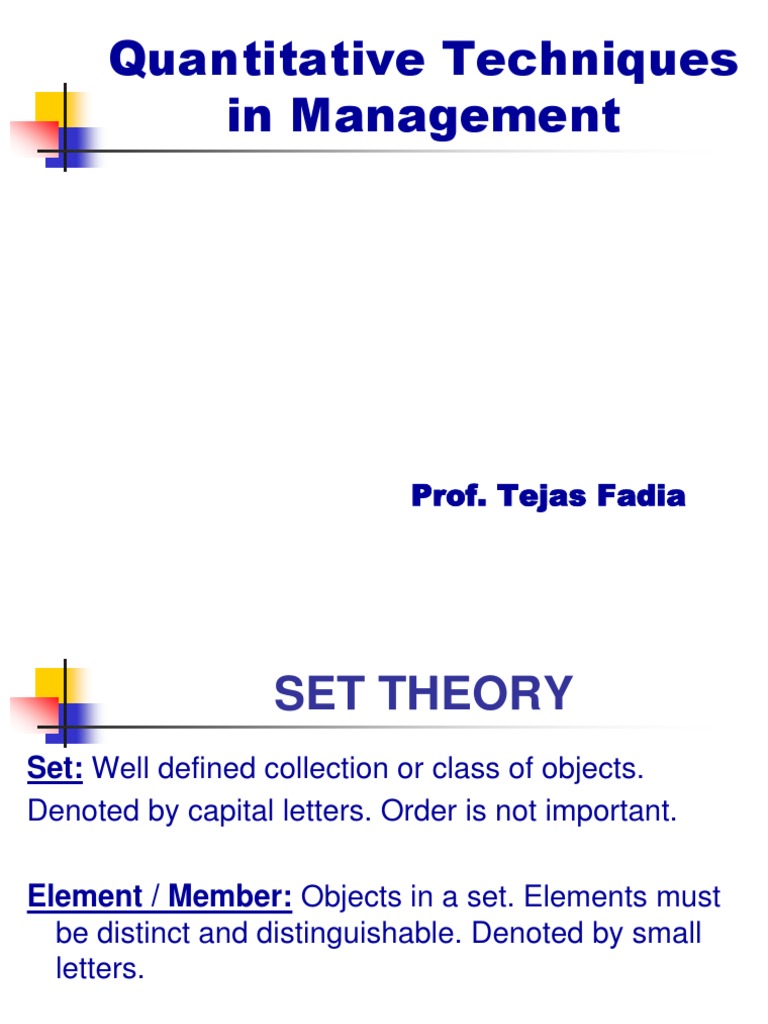 Quantitative Techniques in Management - Set Theory | PDF | Integer ...