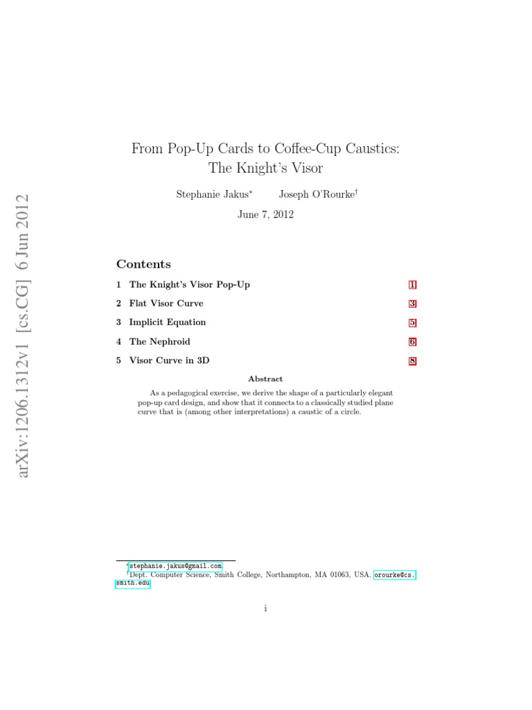 From Pop-Up Cards To Coffee-Cup Caustics: The Knight's Visor | PDF ...