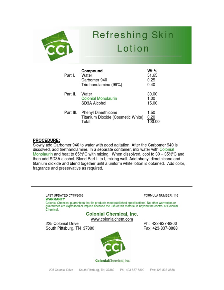 Refreshing Skin Lotion - 116 | PDF