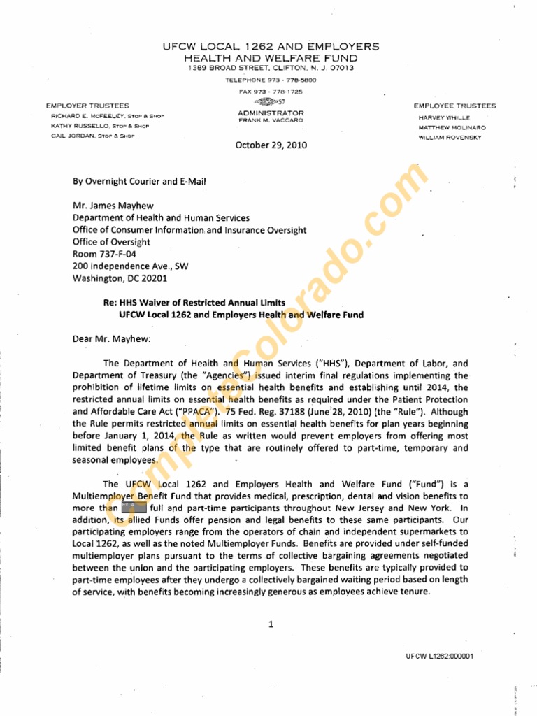 UFCW Local 1262 - Redacted Bates HW | PDF | Welfare | Employment