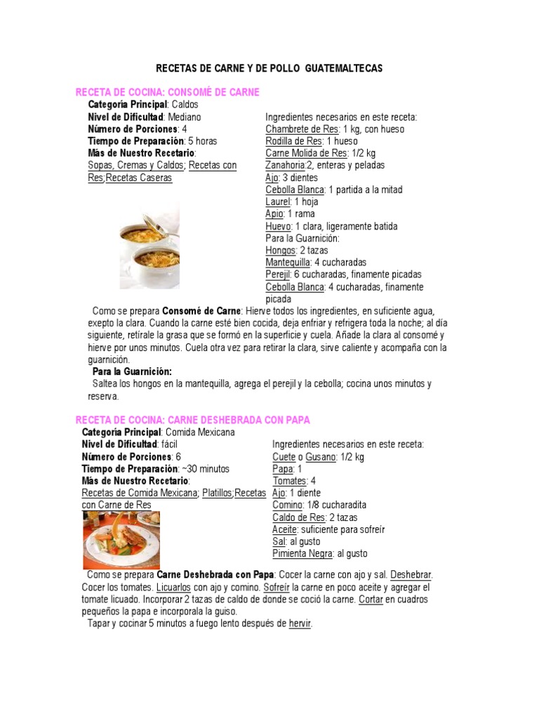 Recetas de Carne y Pollo Mexicanas | PDF | Caldo | Sopa de pollo