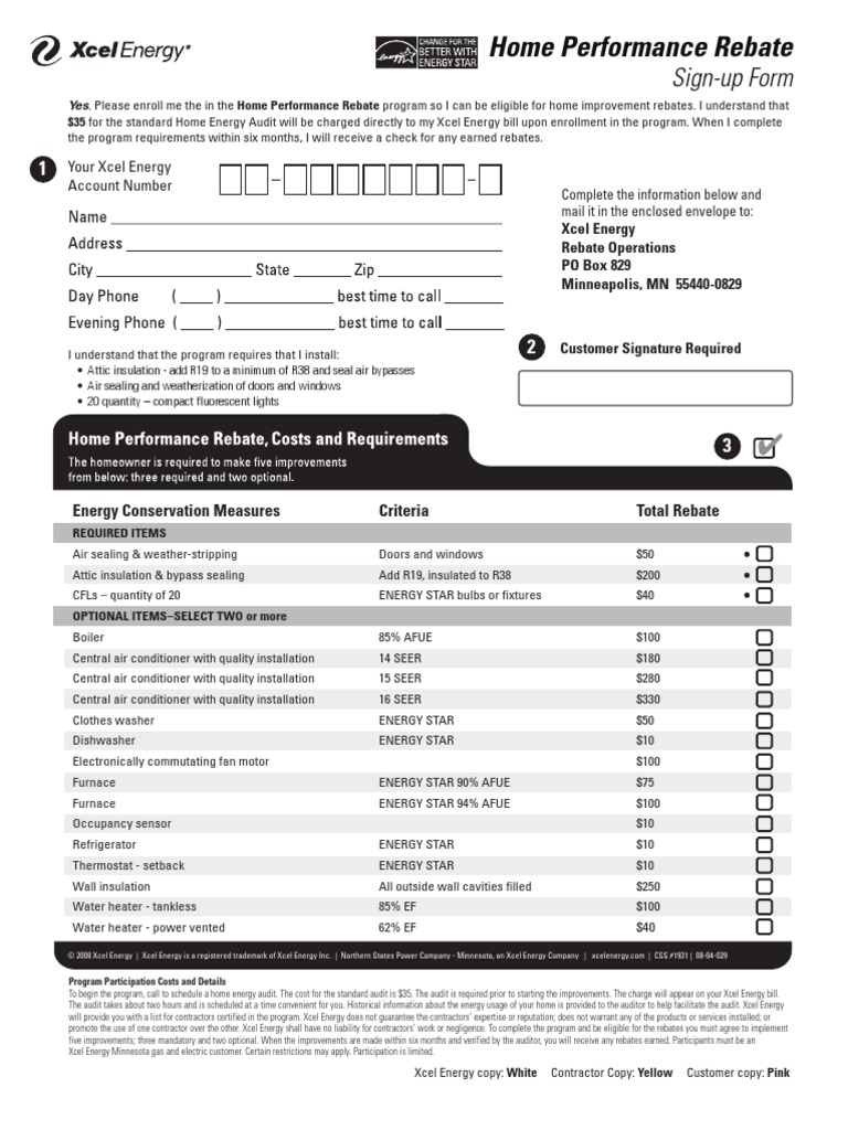 Home Performance Rebate SignUp | PDF | Compact Fluorescent Lamp | Audit