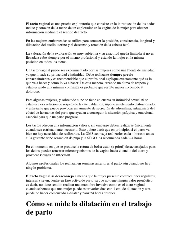 Tacto Vaginal Parto Vagina