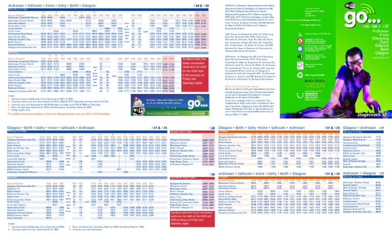 X34 & X36 Timetable: Glasgow to Ardrossan Bus Services via Irvine ...