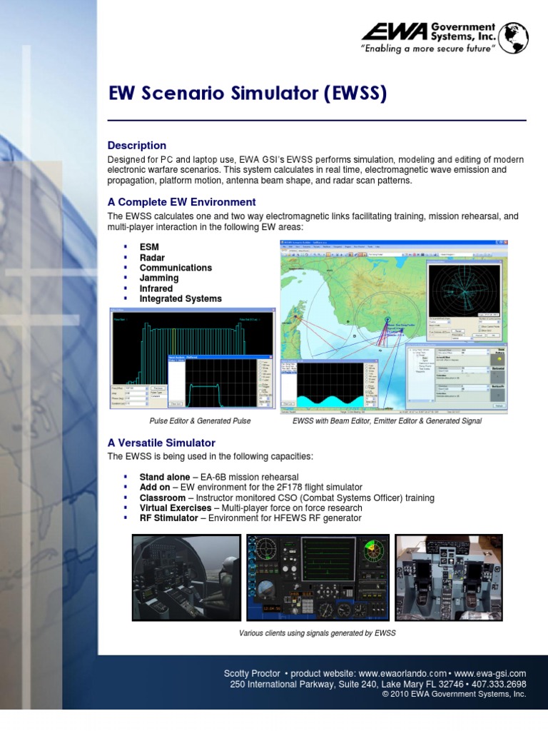 EW Scenario Simulator (EWSS) Fact Sheet | PDF | Electronic Warfare | Radar