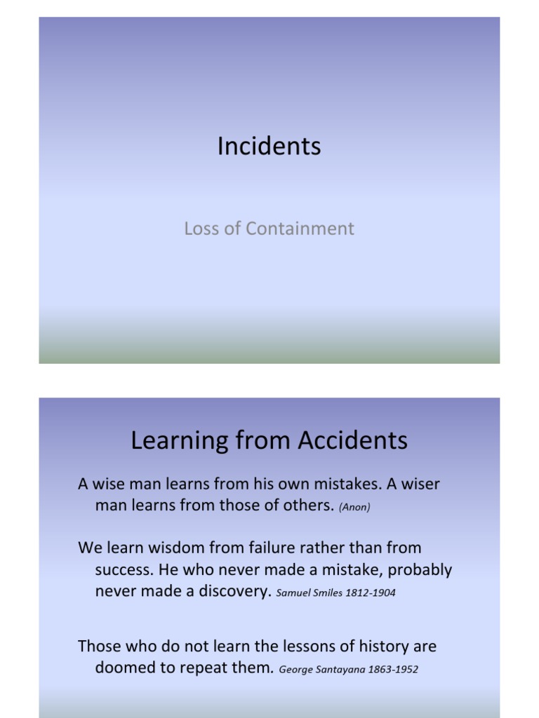 CF Lecture 8 Incidents - Loss of Containment | Personal Protective ...