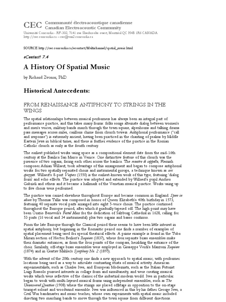 A History of Spatial Music | PDF | Electronic Music | Loudspeaker