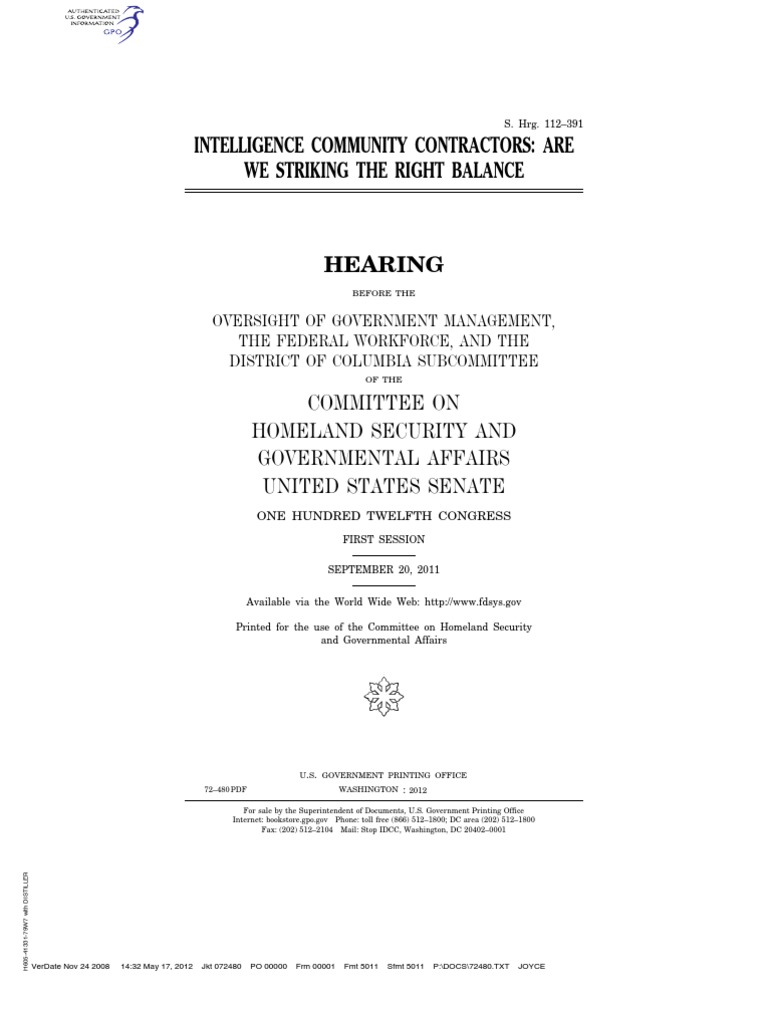 Intelligence Community Contractors: Are We Striking The Right Balance | PDF