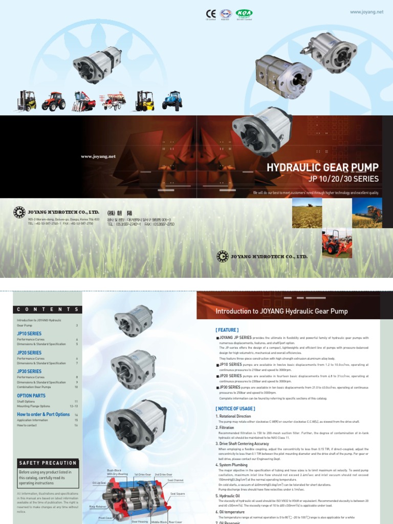 Bomba de Engranajes Catalogo JOYANG | PDF | Pump | Horsepower