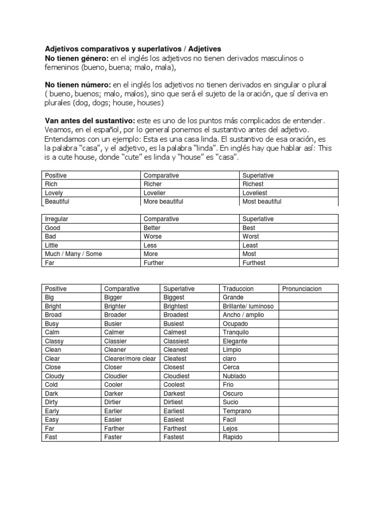 Adjetivos Comparativos y Superlativos | PDF | Style (Fiction ...