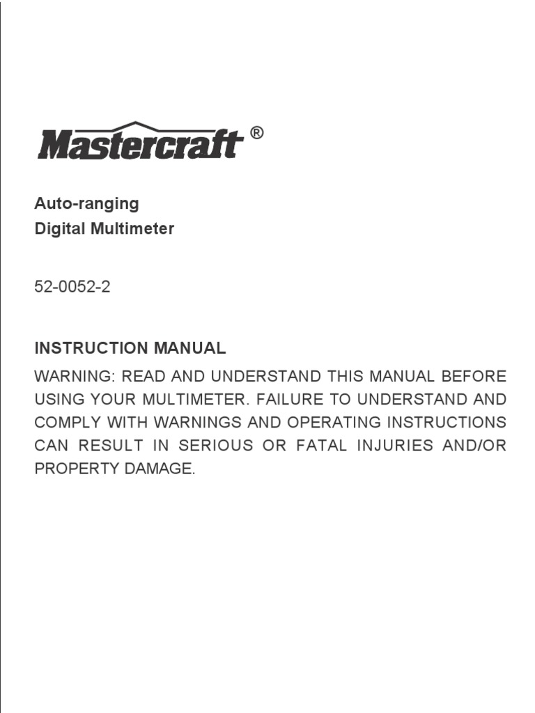 MasterCraft Multimeter 52 0052EN | PDF | Capacitor | Bipolar Junction ...