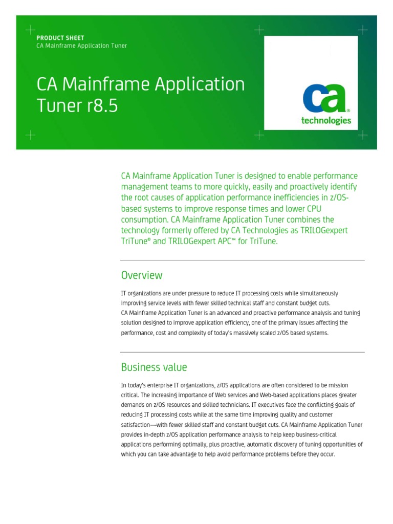 CA Mainframe Application Tuner | PDF | Ibm Db2 | Mainframe Computer