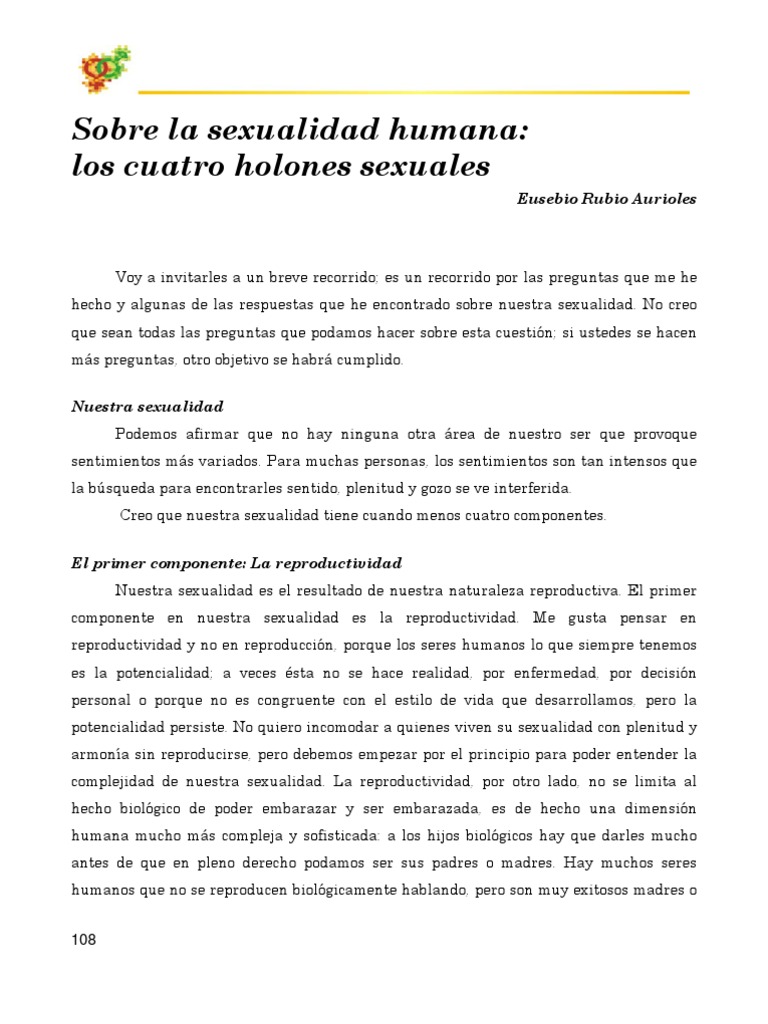 4 HOLONES de LA Sexualidad Humana | PDF