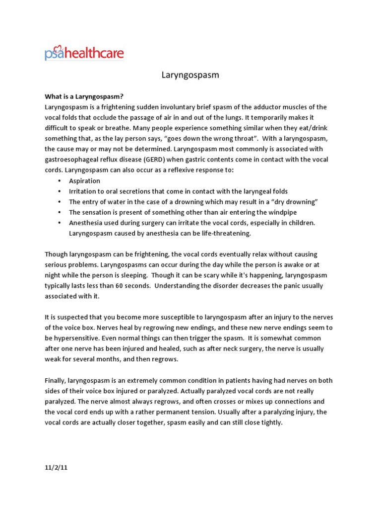 Laryngospasm | PDF | Symptoms And Signs | Medicine