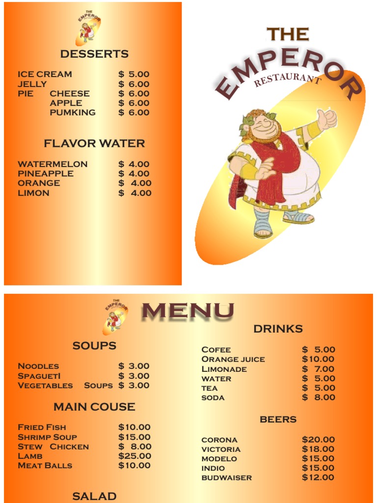 Emperor Restaurant Menu Overview | PDF | Wellness