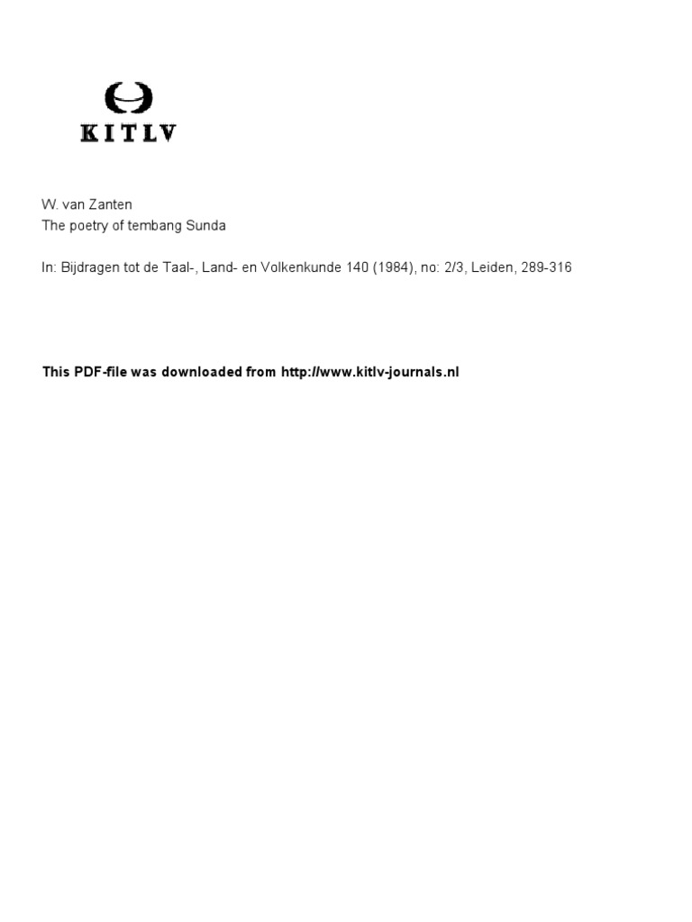 The Poetry of Tembang Sunda | PDF | Java | Poetry