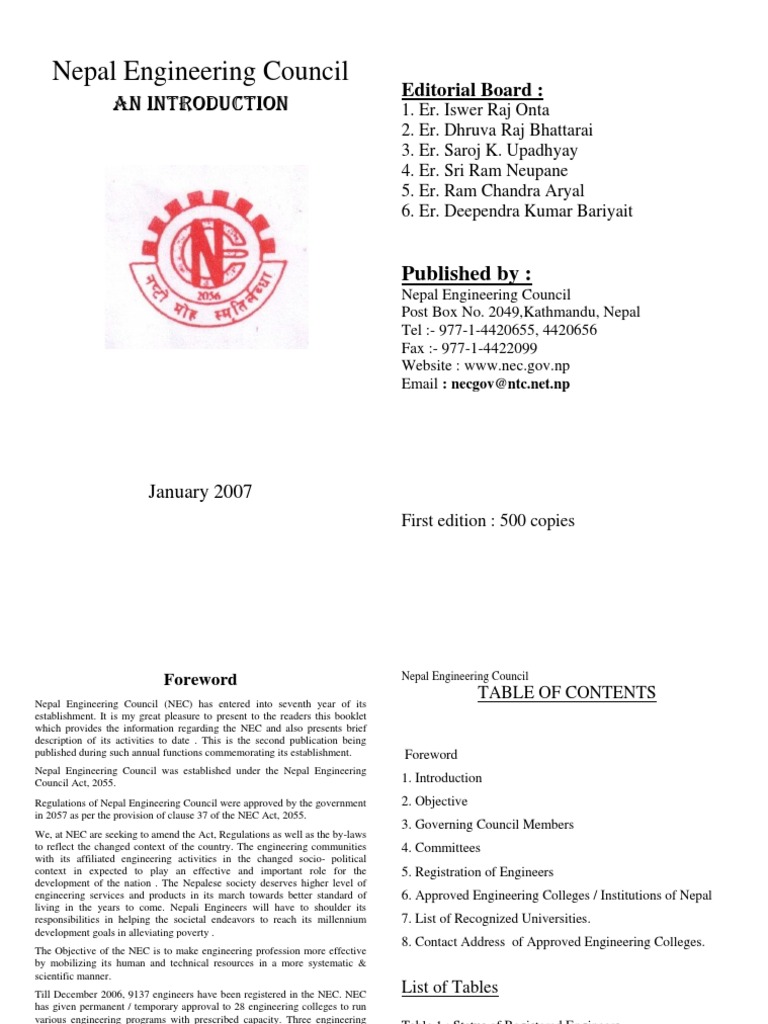 Nepal Engineering Council Introduction | PDF | Institute Of Technology ...