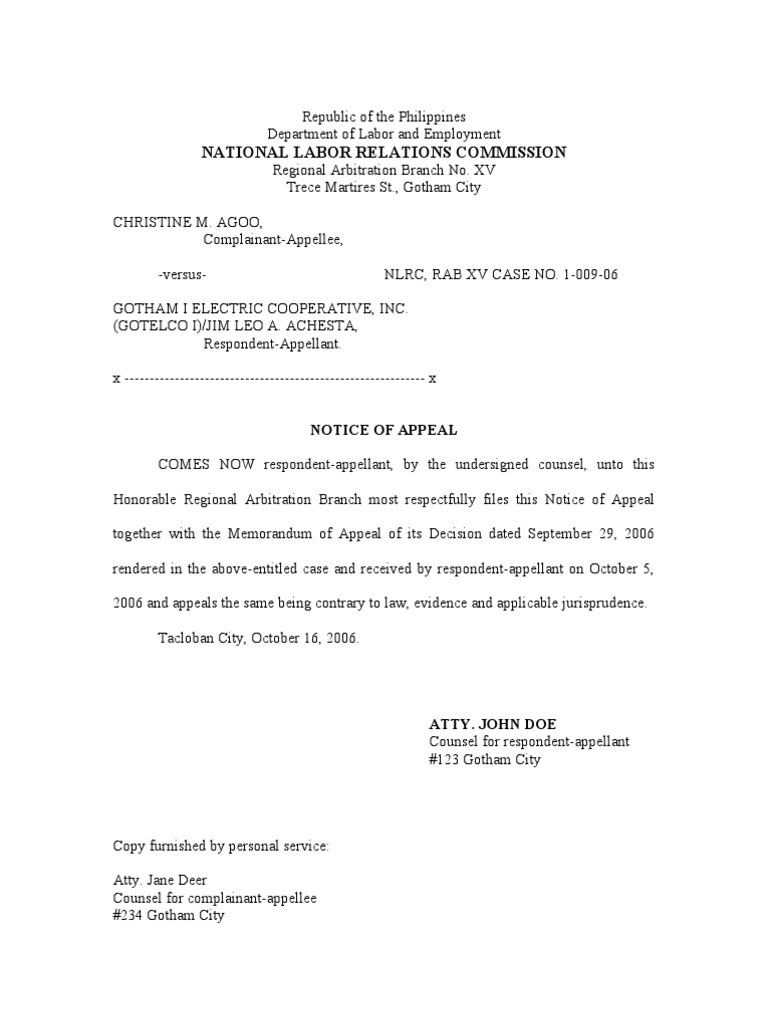 Memorandum of Appeal | Bad Faith | Complaint