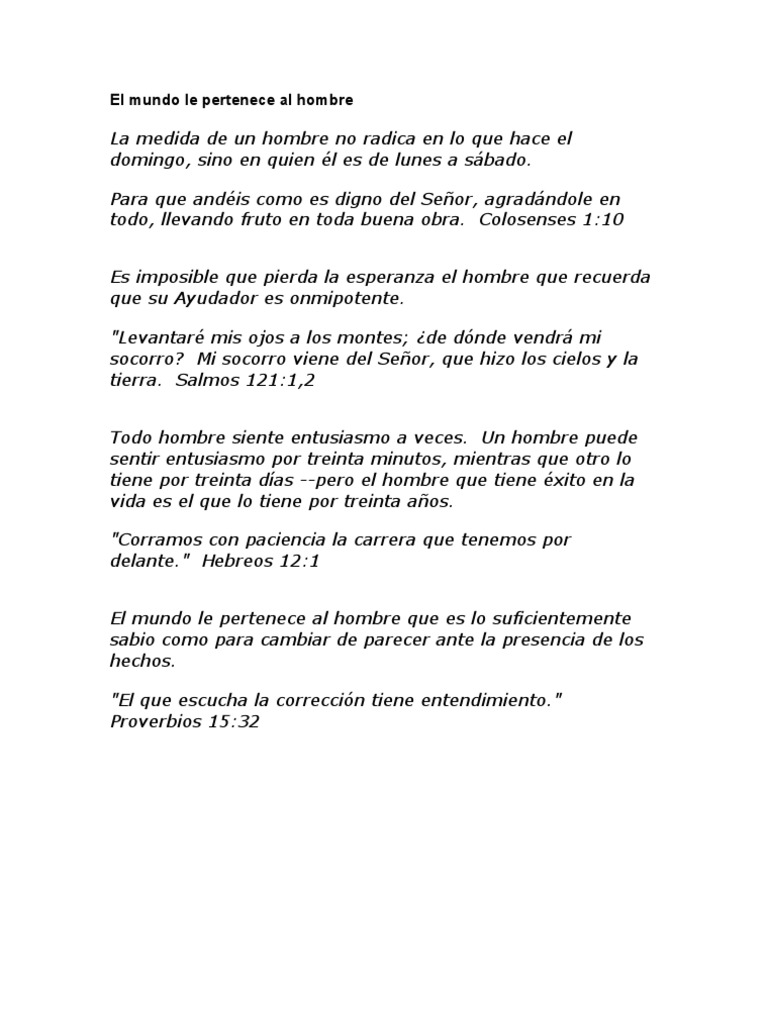 El Mundo Le Pertenece Al Hombre | PDF