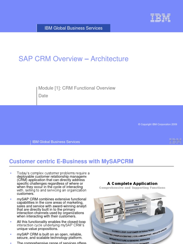 SAP CRM Overview - Architecture: IBM Global Business Services | PDF | Customer Relationship ...
