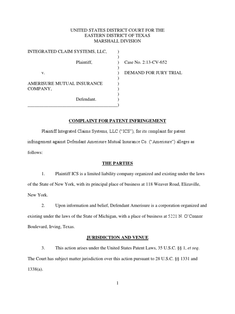 Integrated Claim Systems v. Amerisure Mutual Insurance Company | PDF ...