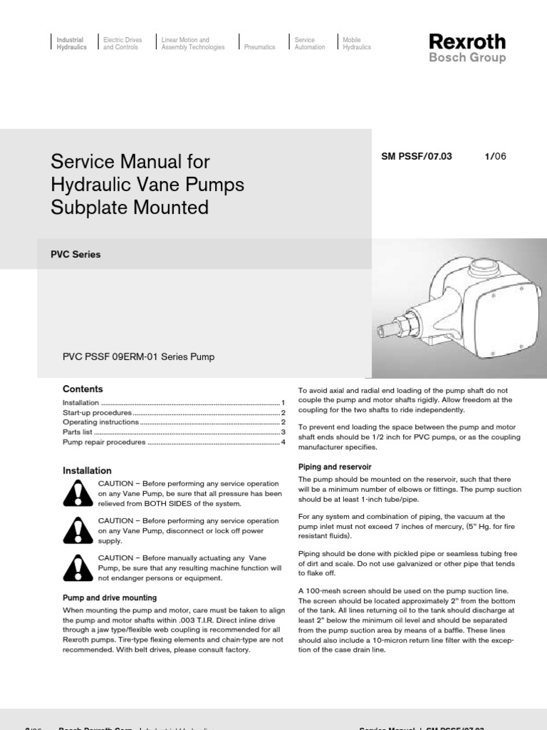 REXROTH Service Manual PVC PSSF | Pump | Pipe (Fluid Conveyance)