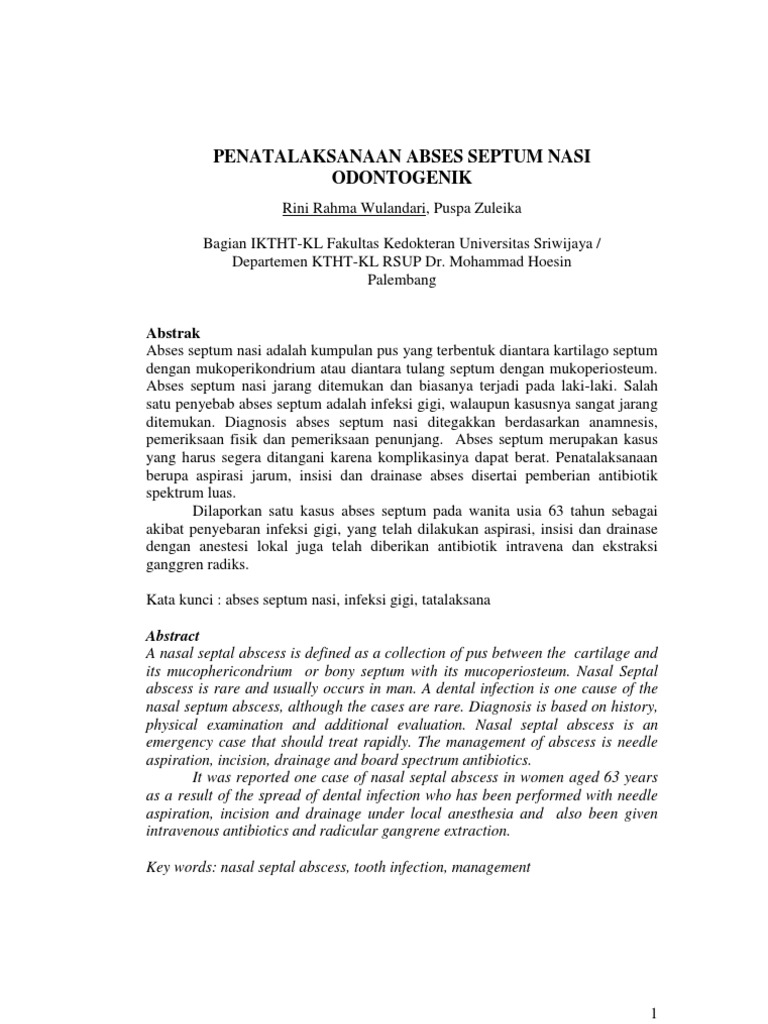 Abses Septum Nasi Odontogenik | PDF | Kesehatan Holistik