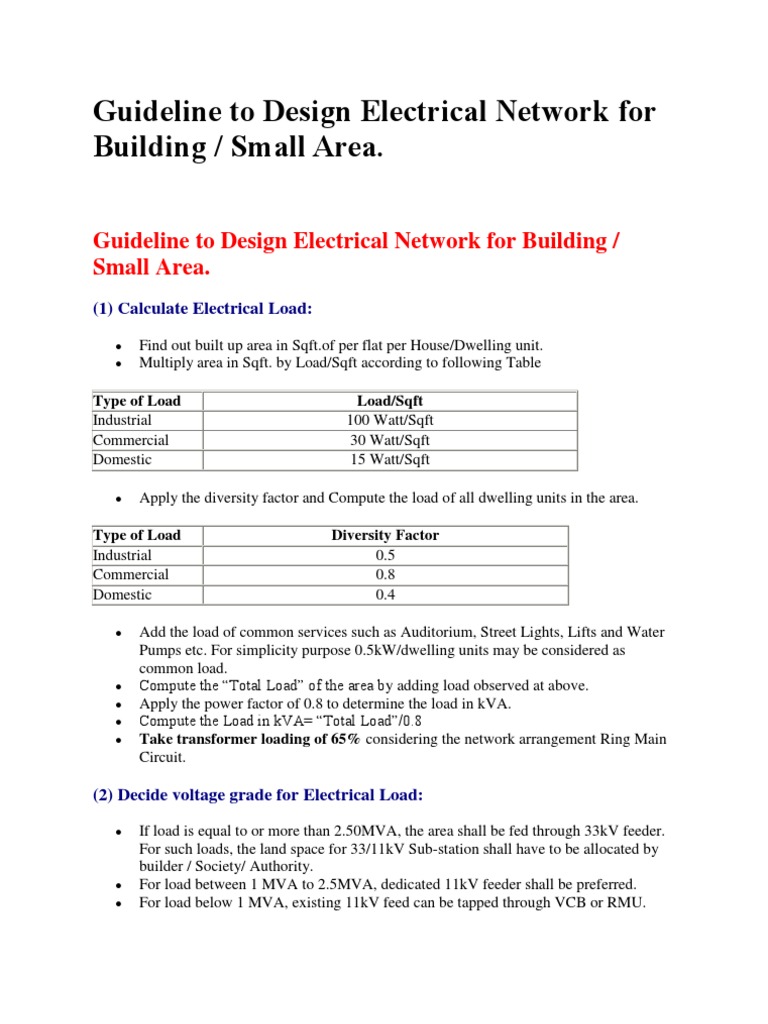 Guideline To Design Electrical Network For Building Small Area | PDF
