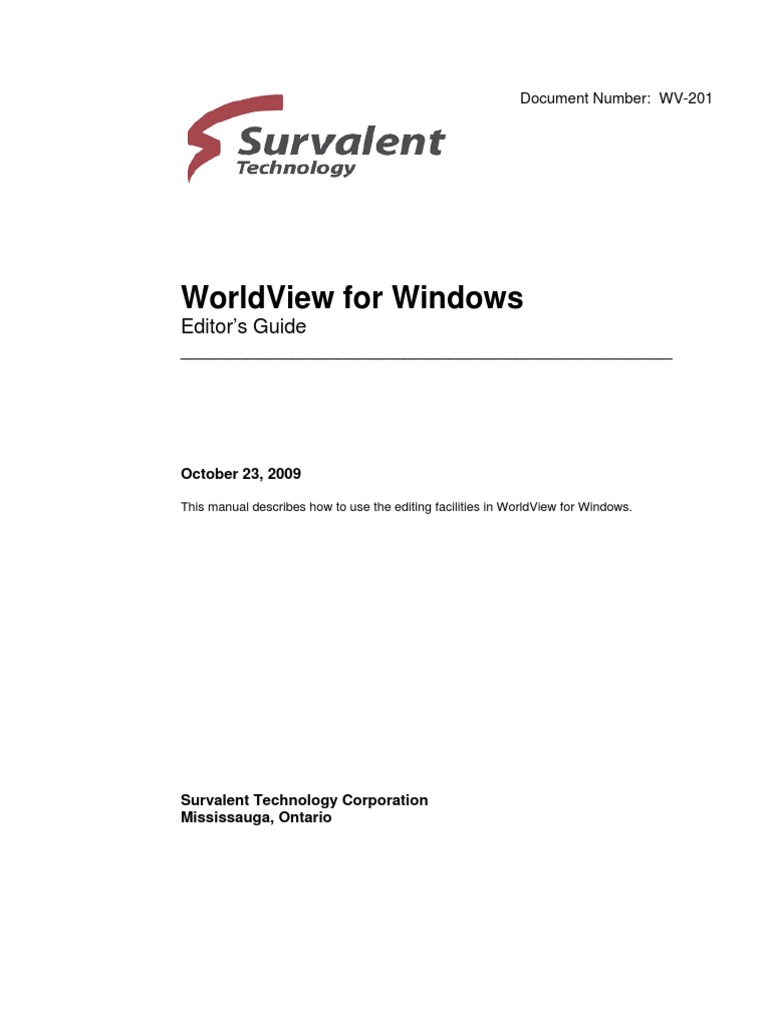 WorldView For Windows Editor's Guide, October 23, 2009 PDF | Download Free PDF | Library ...