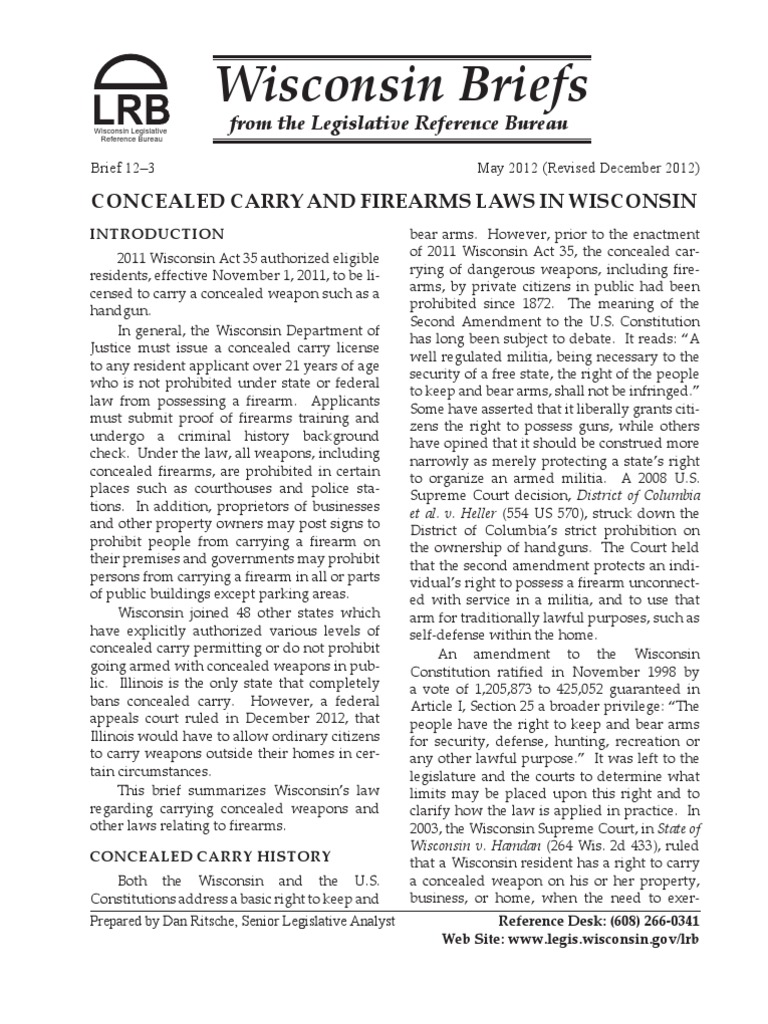 CCW Laws in WI | PDF | Concealed Carry In The United States | Concealed ...