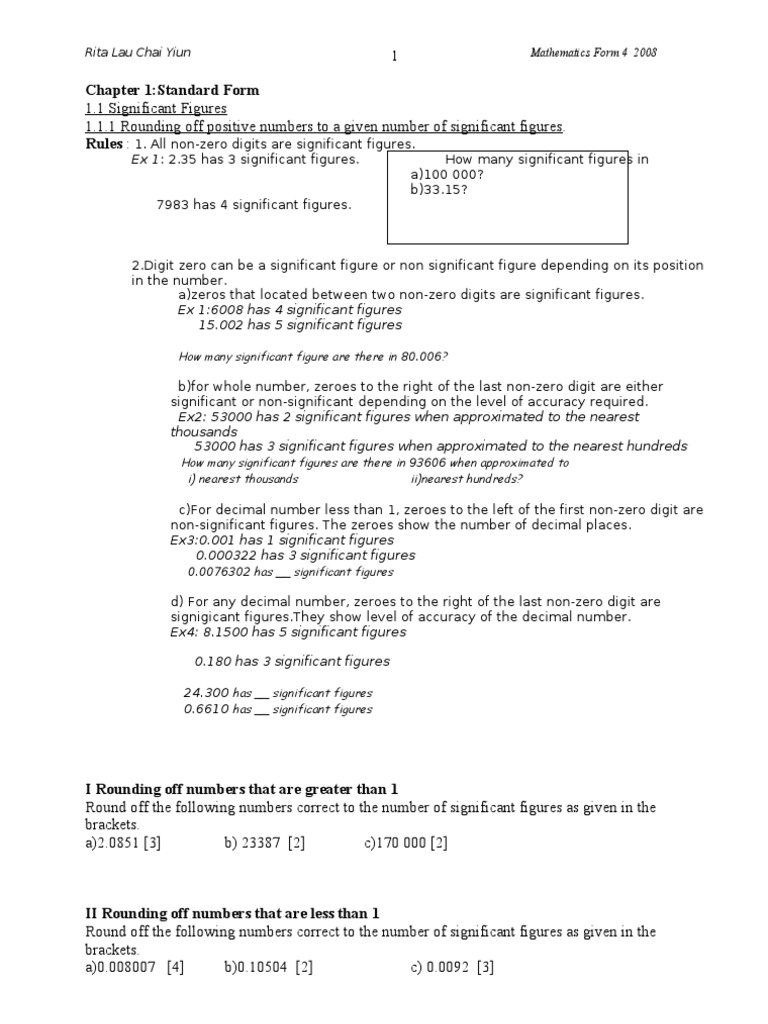 Chapter 1:standard Form | PDF | Significant Figures | Mathematical Objects