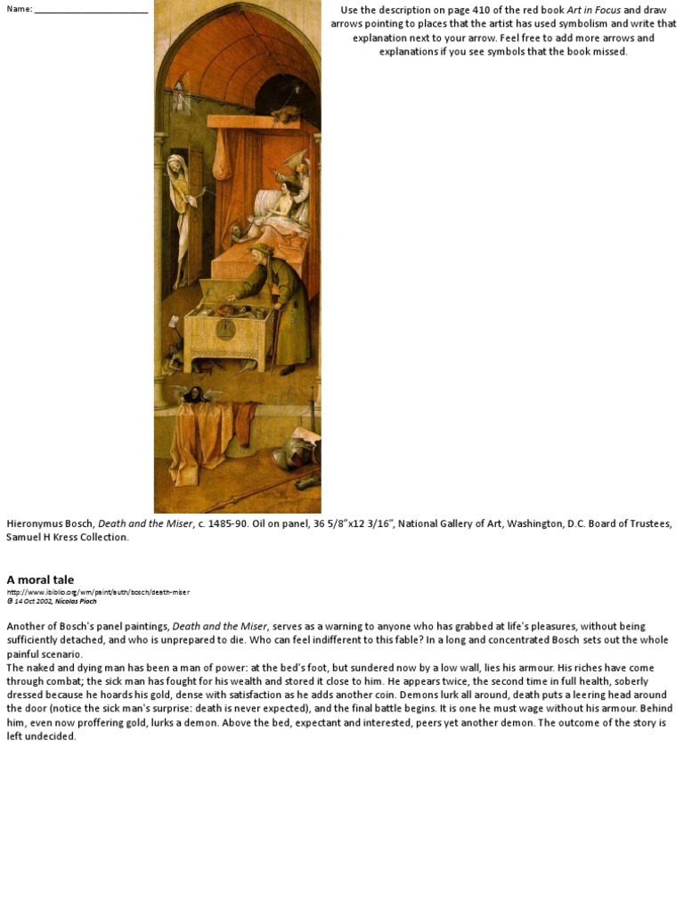 Bosch Death and The Miser Sumbolism | PDF | Paintings | Arts (General)