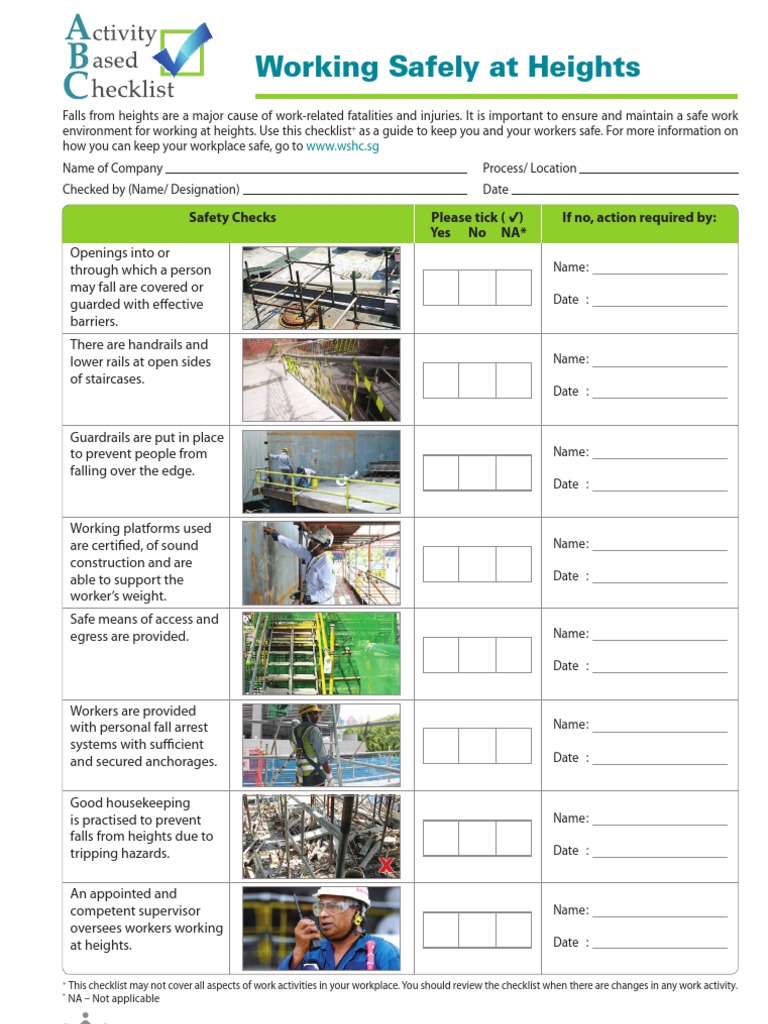Working Safely at Heights Checklists | PDF | Prevention | Safety