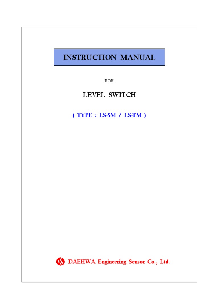 Instruction Manual: Level Switch | PDF | Switch | Mechanical Engineering