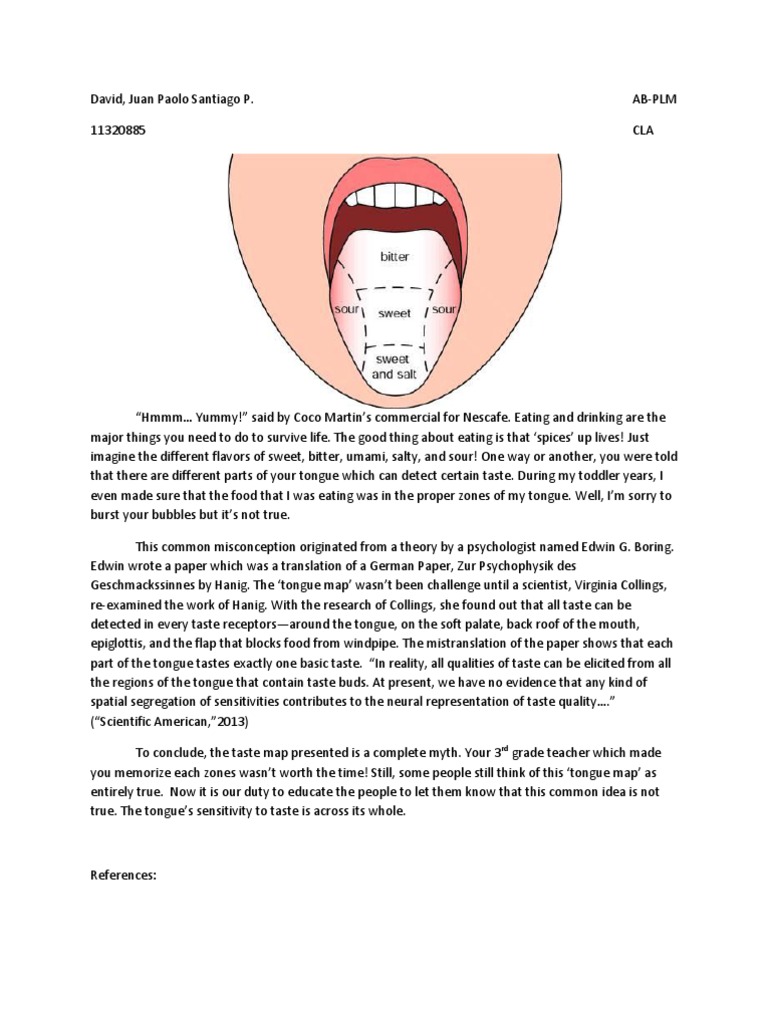 SCIENCE VS NON SCIENCE: Tongue Map | PDF | Taste | Tongue
