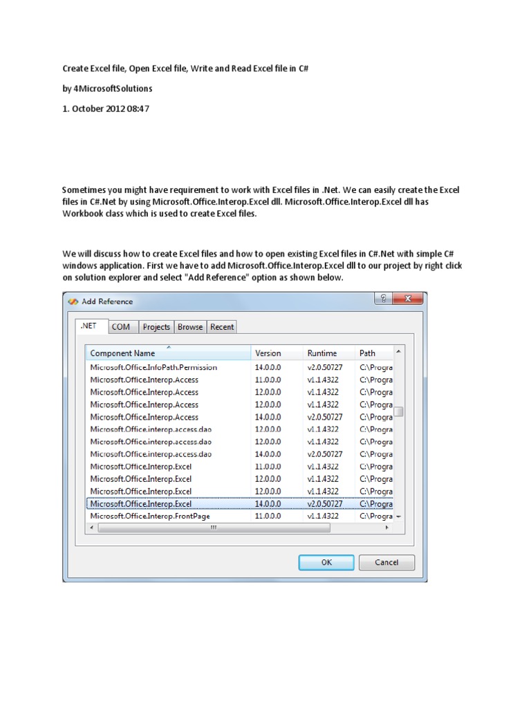 Open Save Excel File PDF | PDF | Microsoft Excel | C Sharp (Programming ...