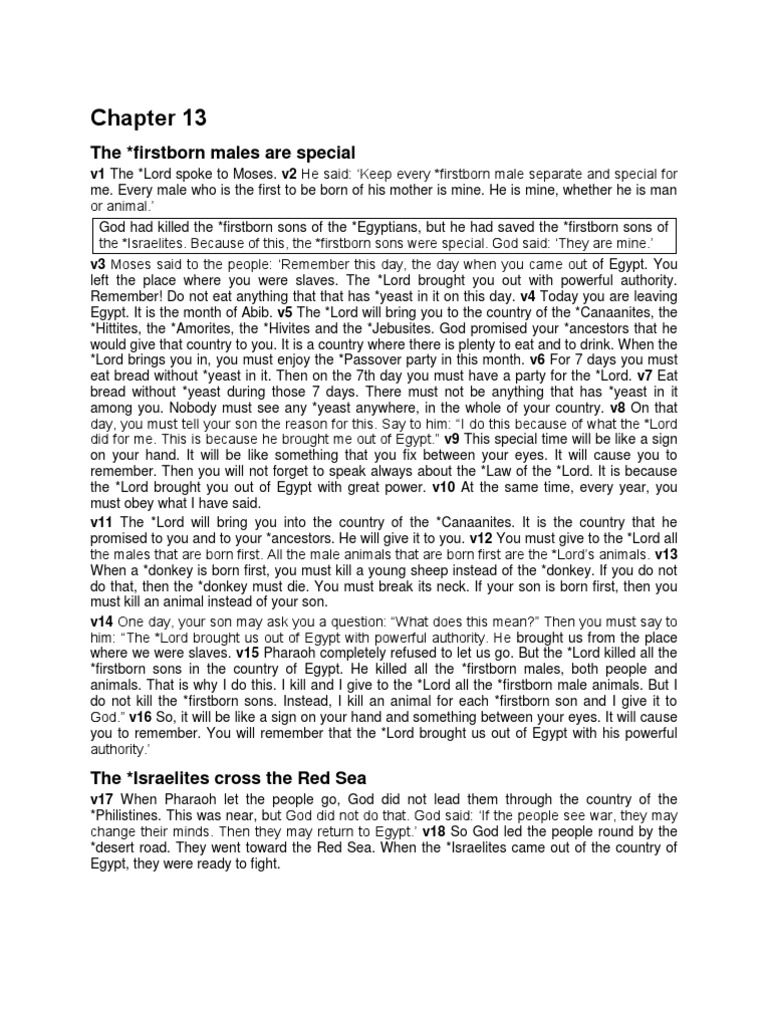 Exodus Chapter 13 | PDF | Israelites | The Exodus