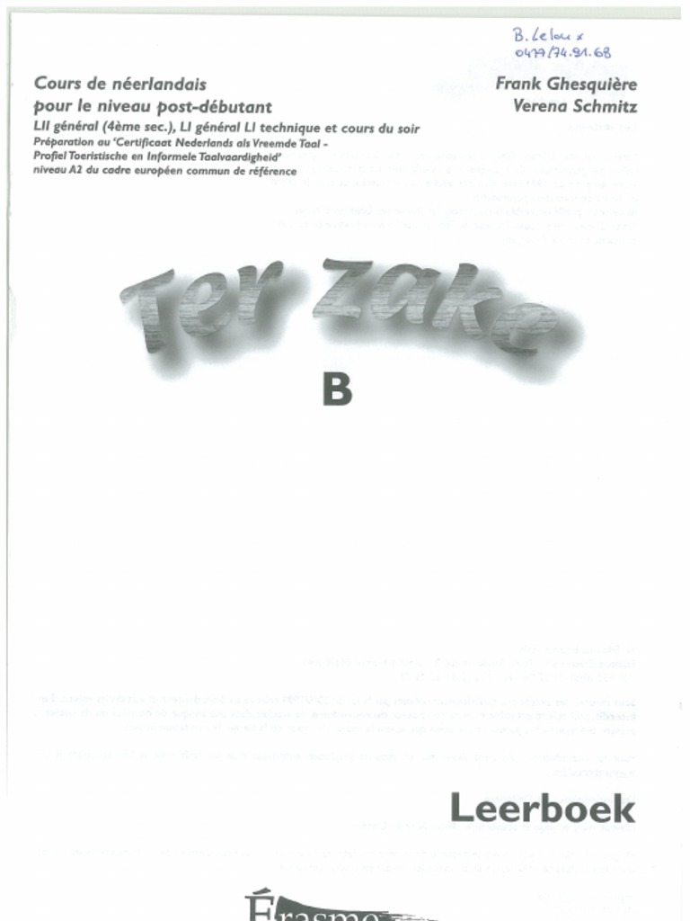 Ter Zake Leerboek B | PDF