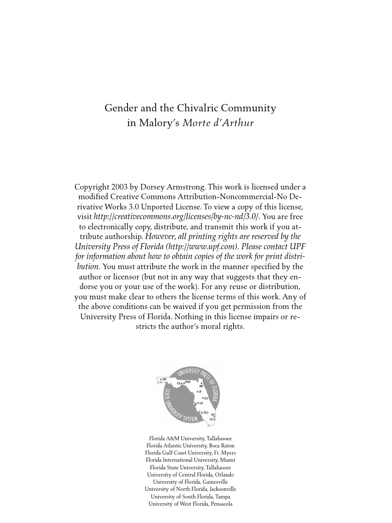 Gender and The Chivalric Community | PDF | King Arthur | Le Morte D'arthur