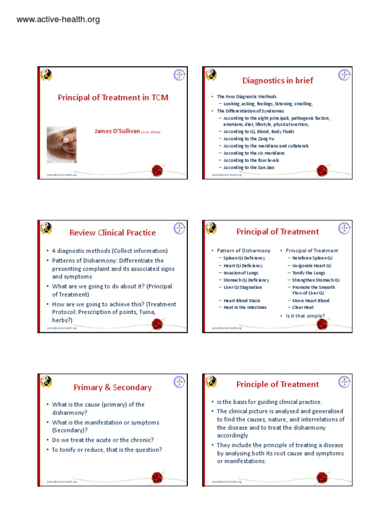 TCM Principles of Treatment | PDF | Traditional Chinese Medicine | Medicine