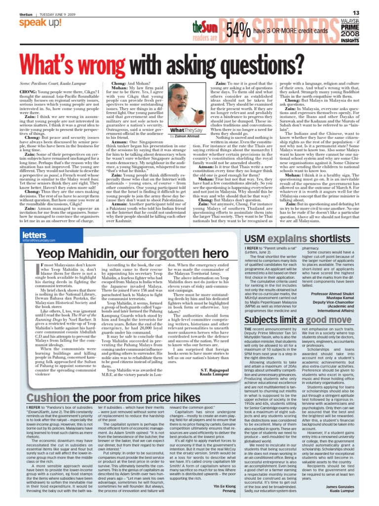 Thesun 2009-06-09 Page13 Whats Wrong With Asking Questions | PDF ...
