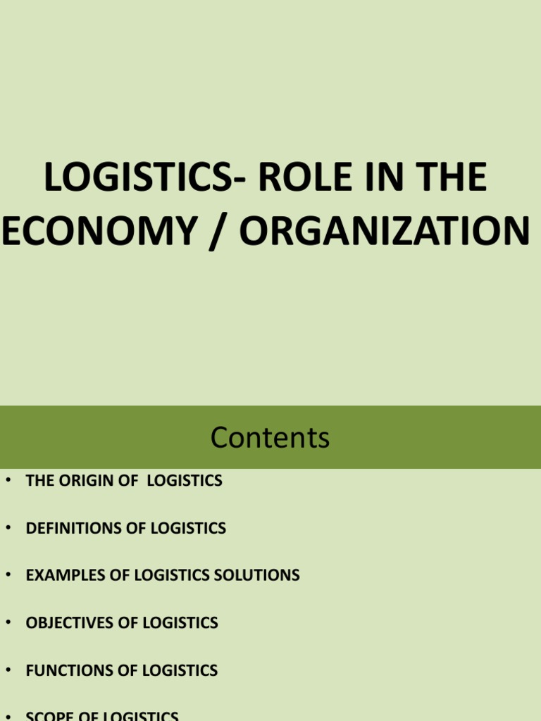 Logistics-Role in The Economy / Organization | PDF | Logistics | Warehouse