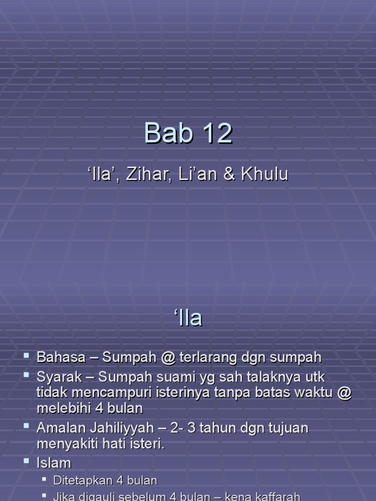 Bab 12 - Ila', Zihar, Li'an & Khulu' | PDF